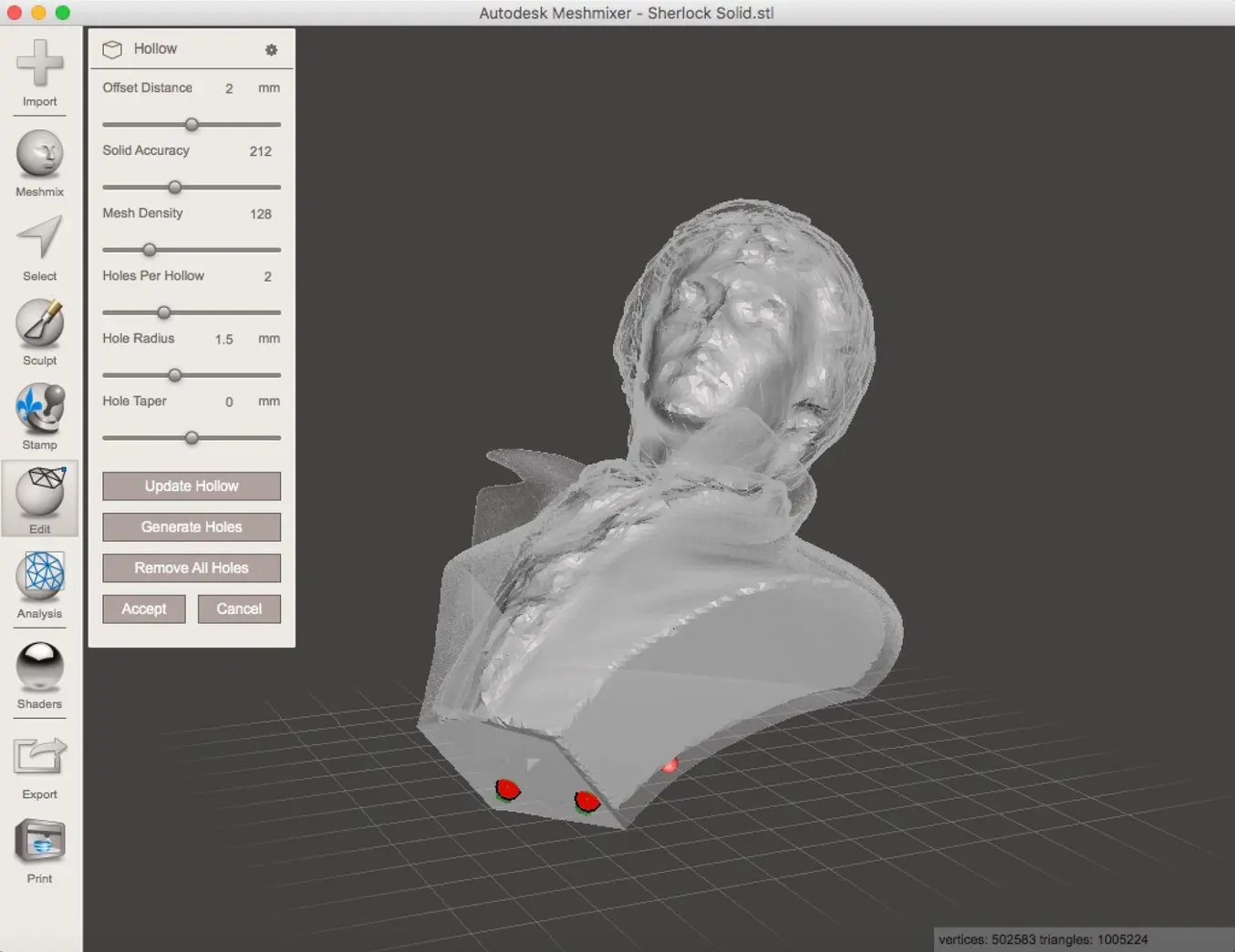 How To Hollow Out 3D Models With Meshmixer To Save Material And Time FacFox Docs